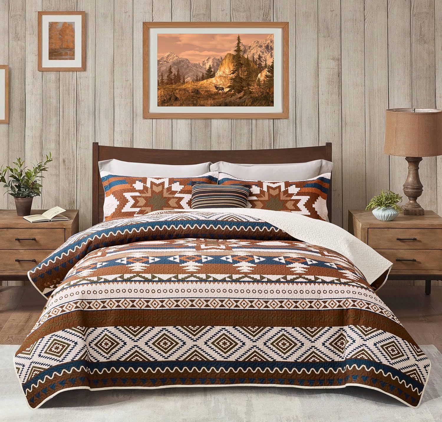 Amazon.com: Southwestern Quilt Set Western Tribal Rustic Aztec Native ...