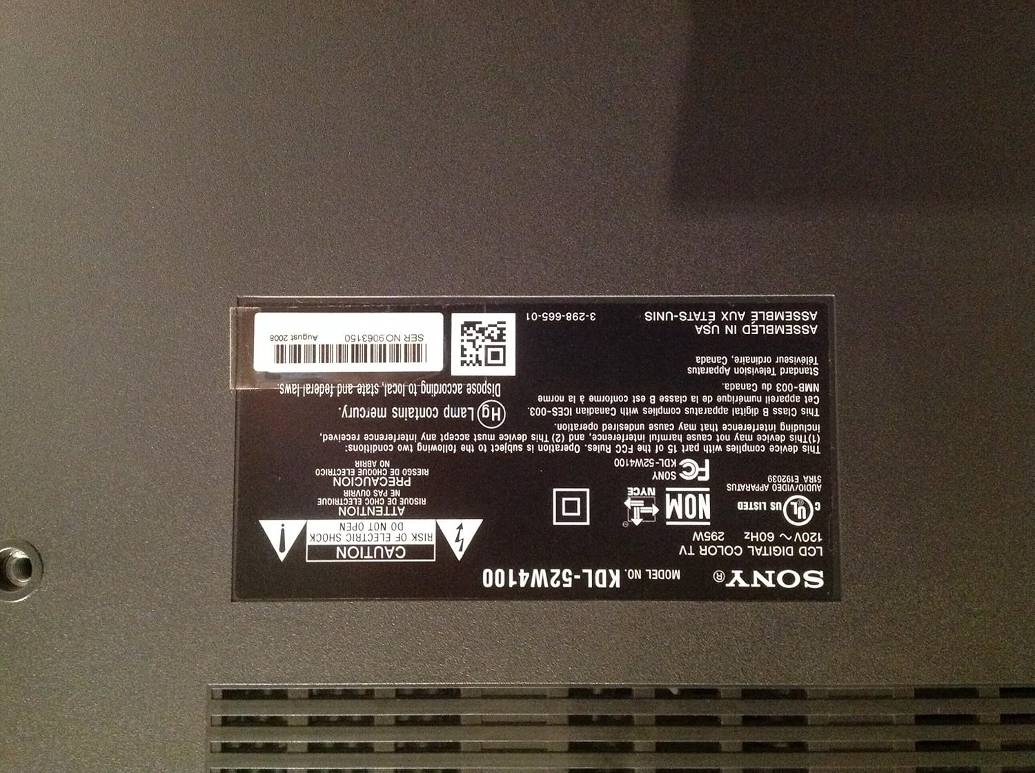 Sony BRAVIA serie W KDL-52W4100 52 pulgadas 1080p 120 Hz LCD HDTV ...