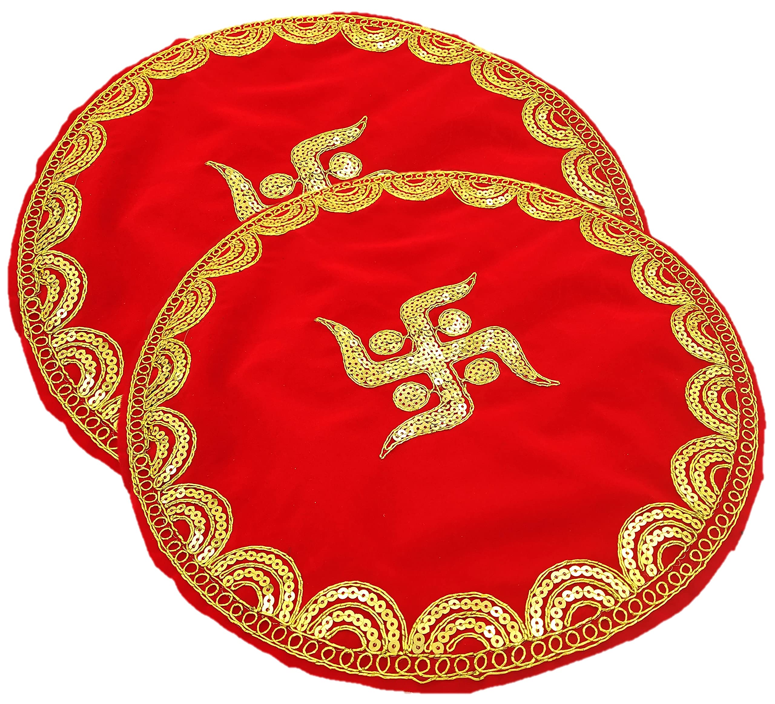Buy Bhakti Lehar (Size:13 Inch) Round Velvet Pooja Aasan for God Mandir ...