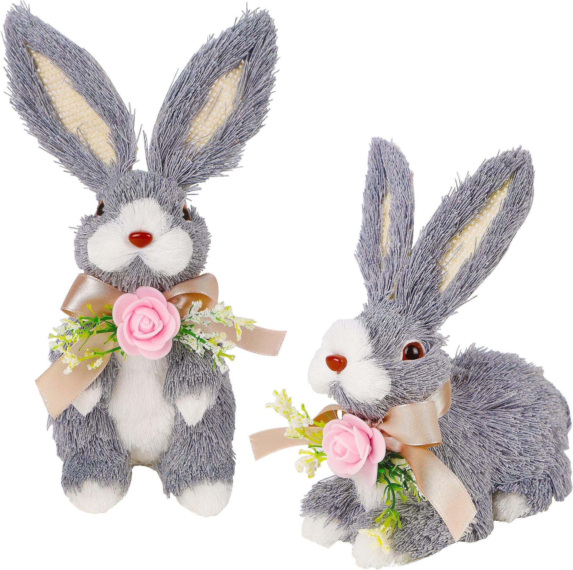 Amazon.com: Nature Vibe 8.9 Inches Sisal Easter Bunny Decor on Carrot ...