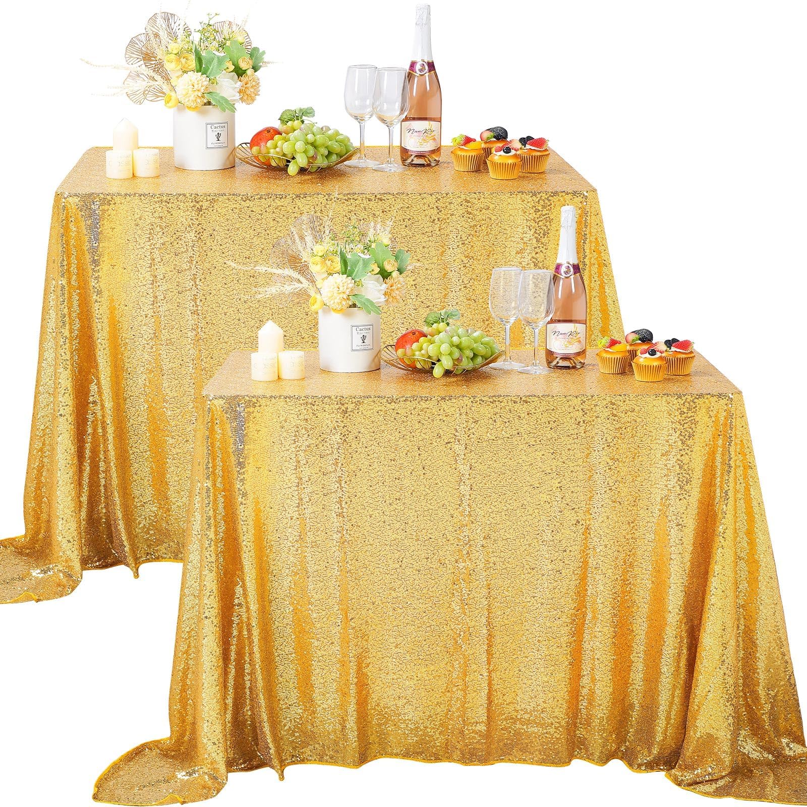 Amazon.com: WovWeave 2 Pack Gold Sequin Tablecloths 50 x 80 Inch ...