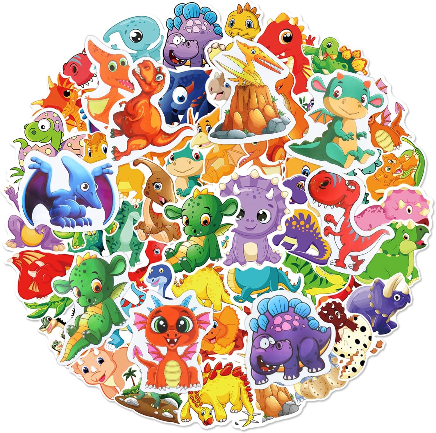 Amazon.com: Ercadio 60pcs Dinosaur Stickers Lovely Baby Dino Stickers ...