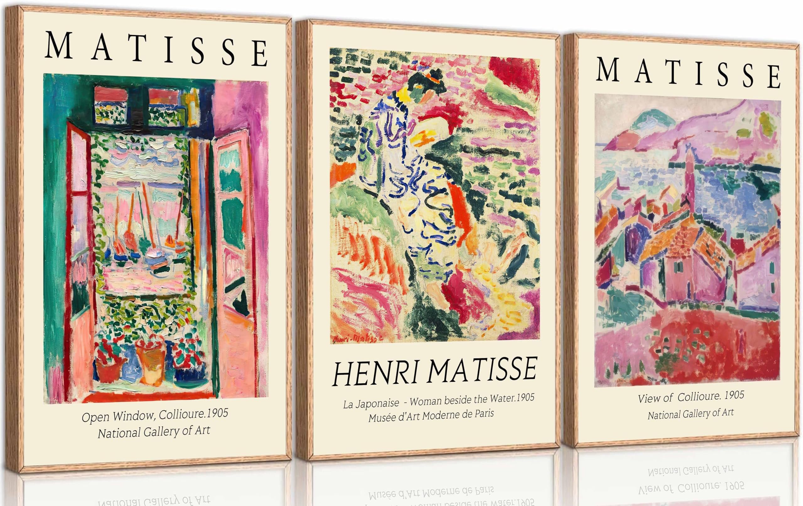 Amazon.com: Wieco Art Canvas Wall Art 3 Piece Henri Mattise Art ...