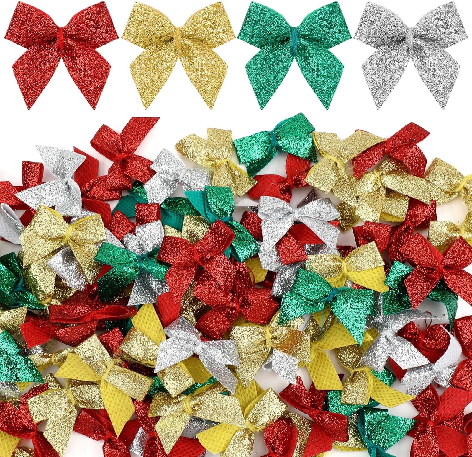 Amazon.com: 150 Pcs Christmas Checkered Mini Twist Tie Bows - Handmade ...