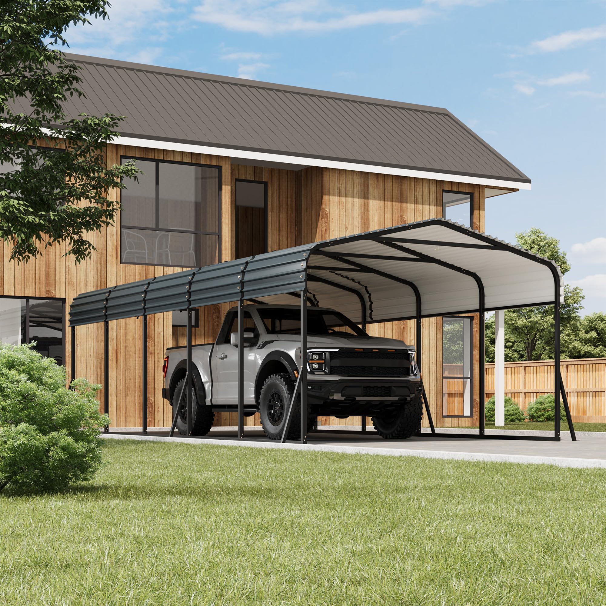 Amazon.com: 12' x 24' Heavy Duty Metal Carport with Galvanized Steel ...