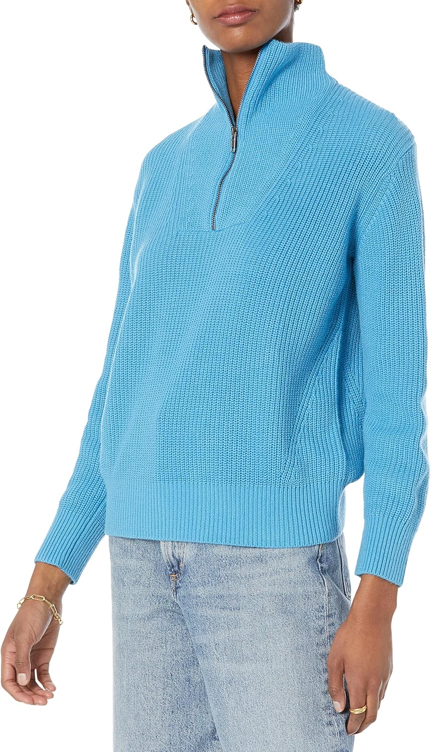 Amazon.com: Amazon Essentials Women's Relaxed-Fit Ribbed Half Zip ...