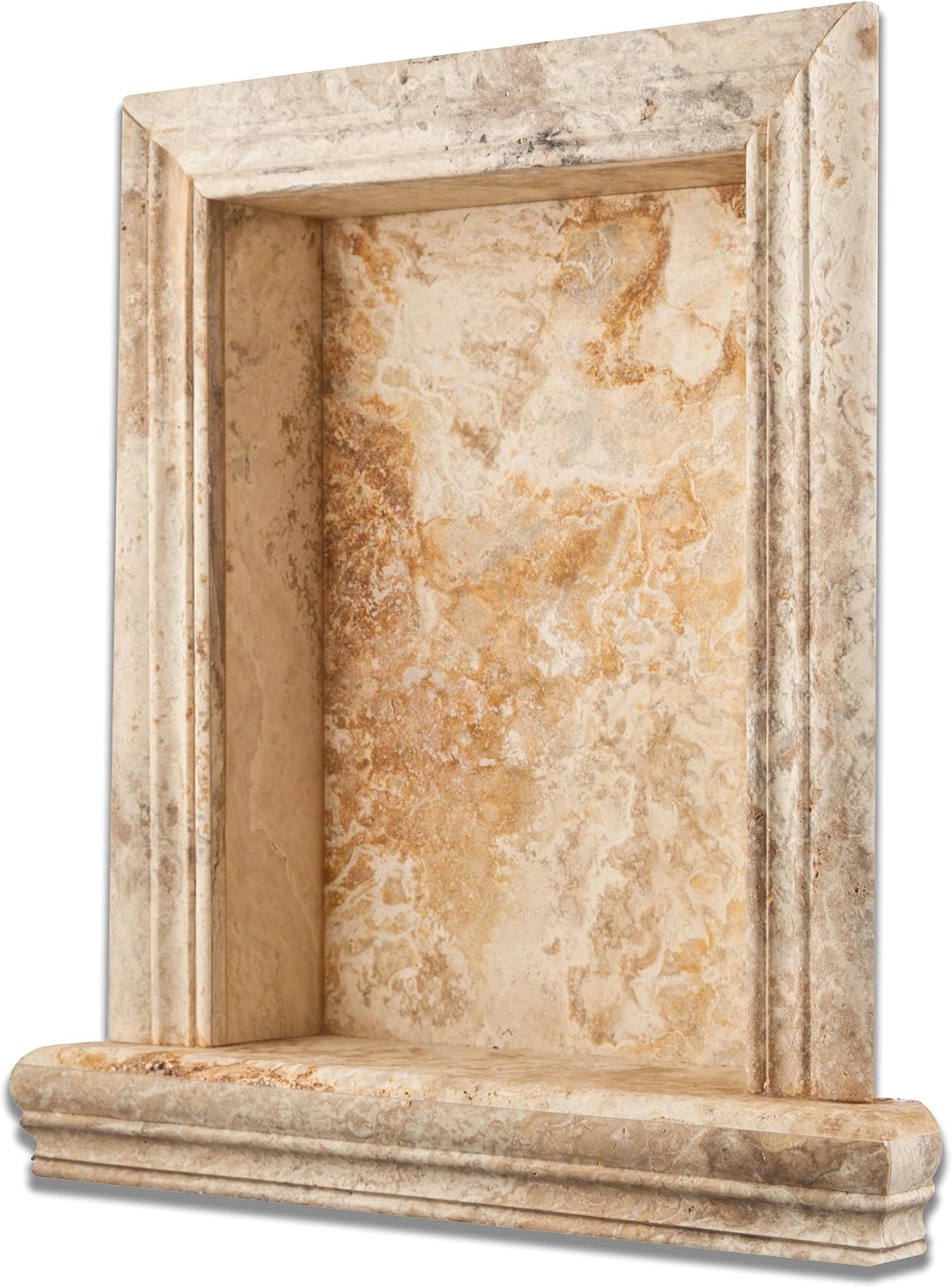 Andean Cream Travertine Honed Hand-Made Custom Shampoo Niche - Large ...