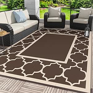 Amazon.com: GENIMO Outdoor Rug 8' x 10' Patio Waterproof, Foldable Reversible Plastic Straw Area ...