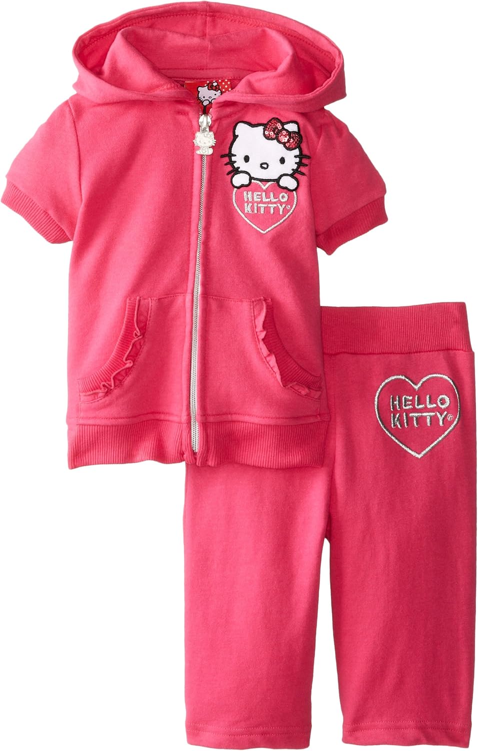 Amazon.com: Hello Kitty Baby Girls' Zip Up Hoodie with Heart Capris ...