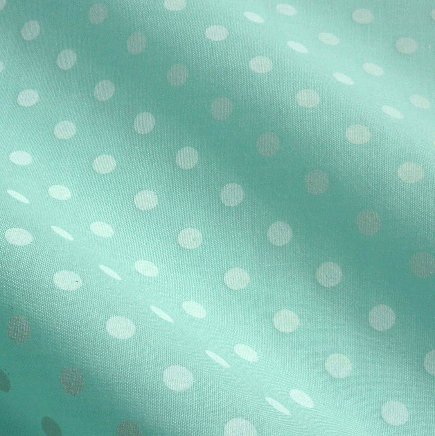Nortex Mill Mint Green Polycotton Fabric with 5mm White Spot Polka Dots ...
