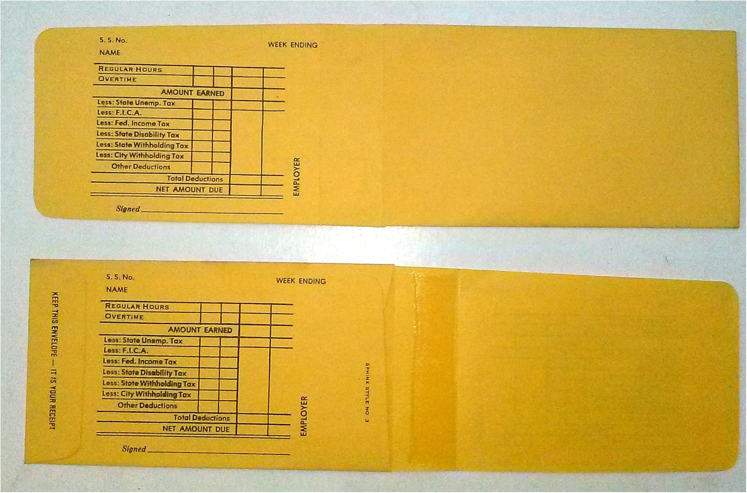 Amazon.com : Sphinx 3 Payroll Envelope 3 1/8" x 5 1/2" Kraft Sold in ...