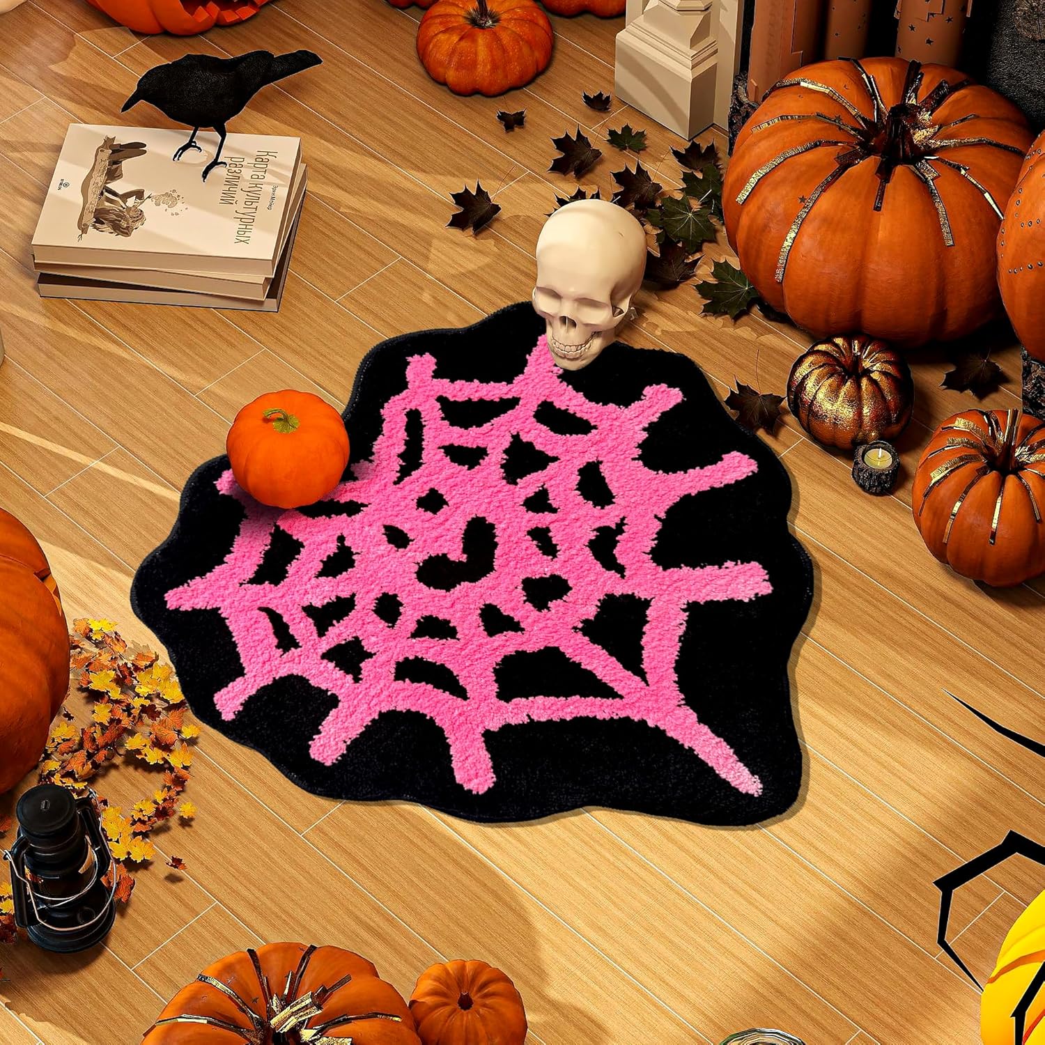 Amazon.com: HYPEECE Halloween Spider Web Bath Mat, Spooky Halloween ...