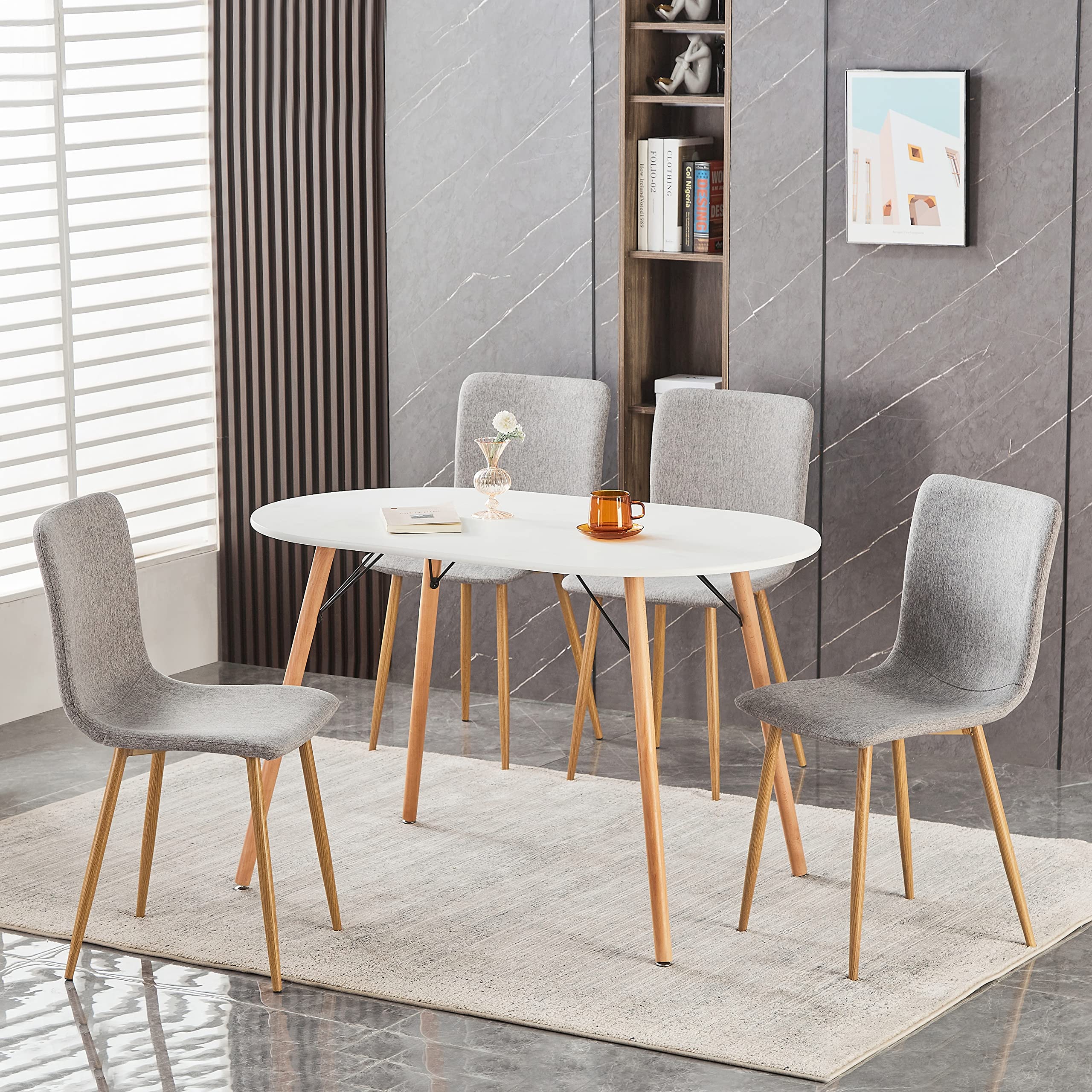 Amazon.com - FurnitureR Dining Set for 4, 5-Piece Dinette Set with ...