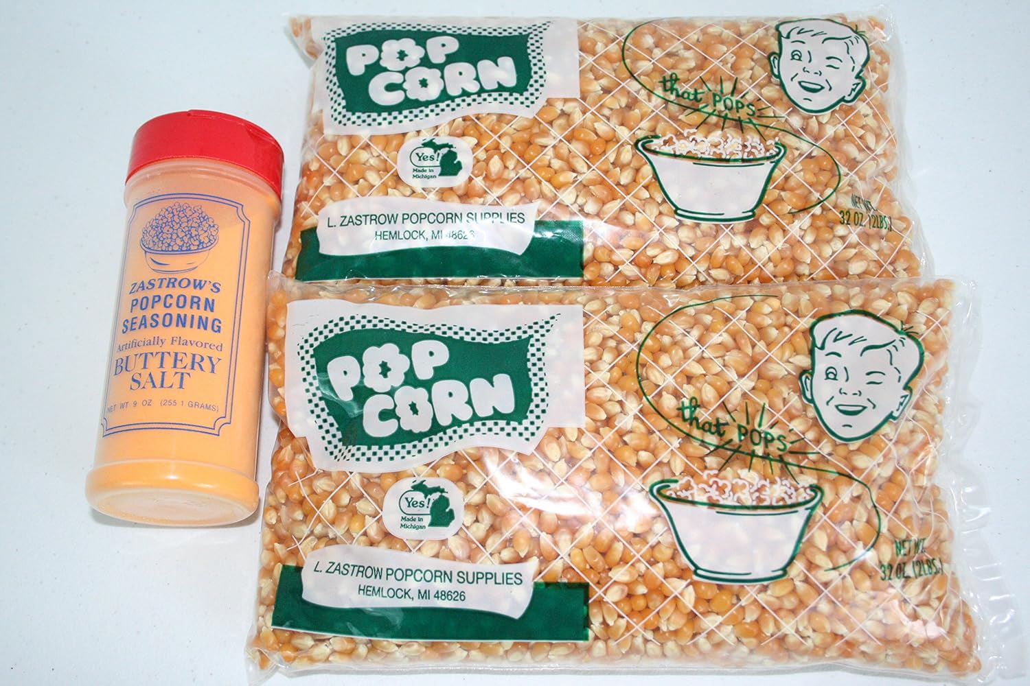 Amazon.com: Michigan's Famous Zastrow Yellow Popcorn (2pk) 32oz Bags ...