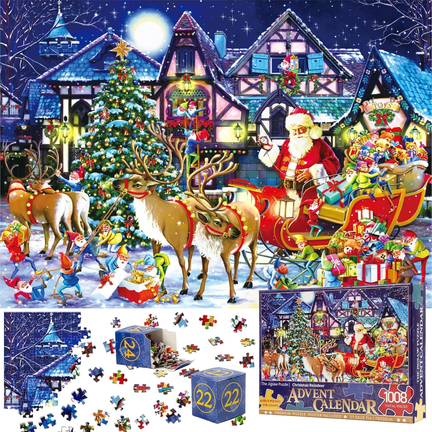 Amazon.com: Christmas Advent Calendar Puzzle 2025 24 Days of Countdown ...