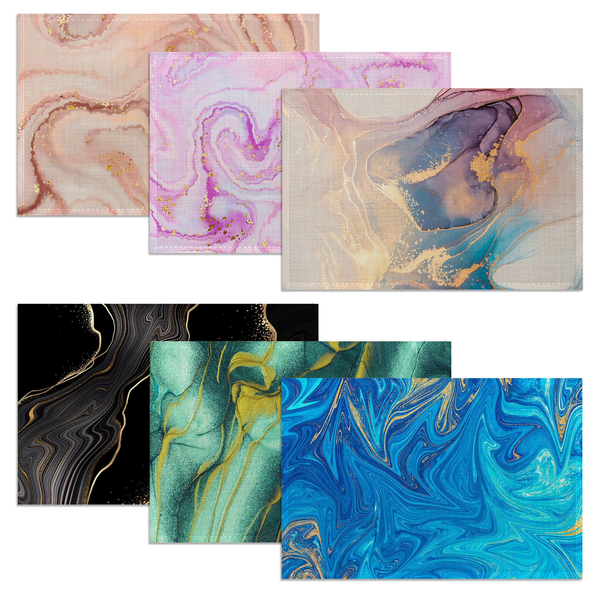 Amazon.com: Coloured Marble with Golden Veins Placemats, 12 x 18 inch ...
