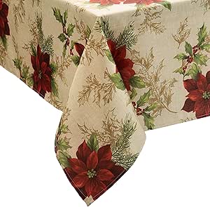 Amazon.com: Elrene Home Fashions Festive Poinsettia Holiday Wrinkle ...