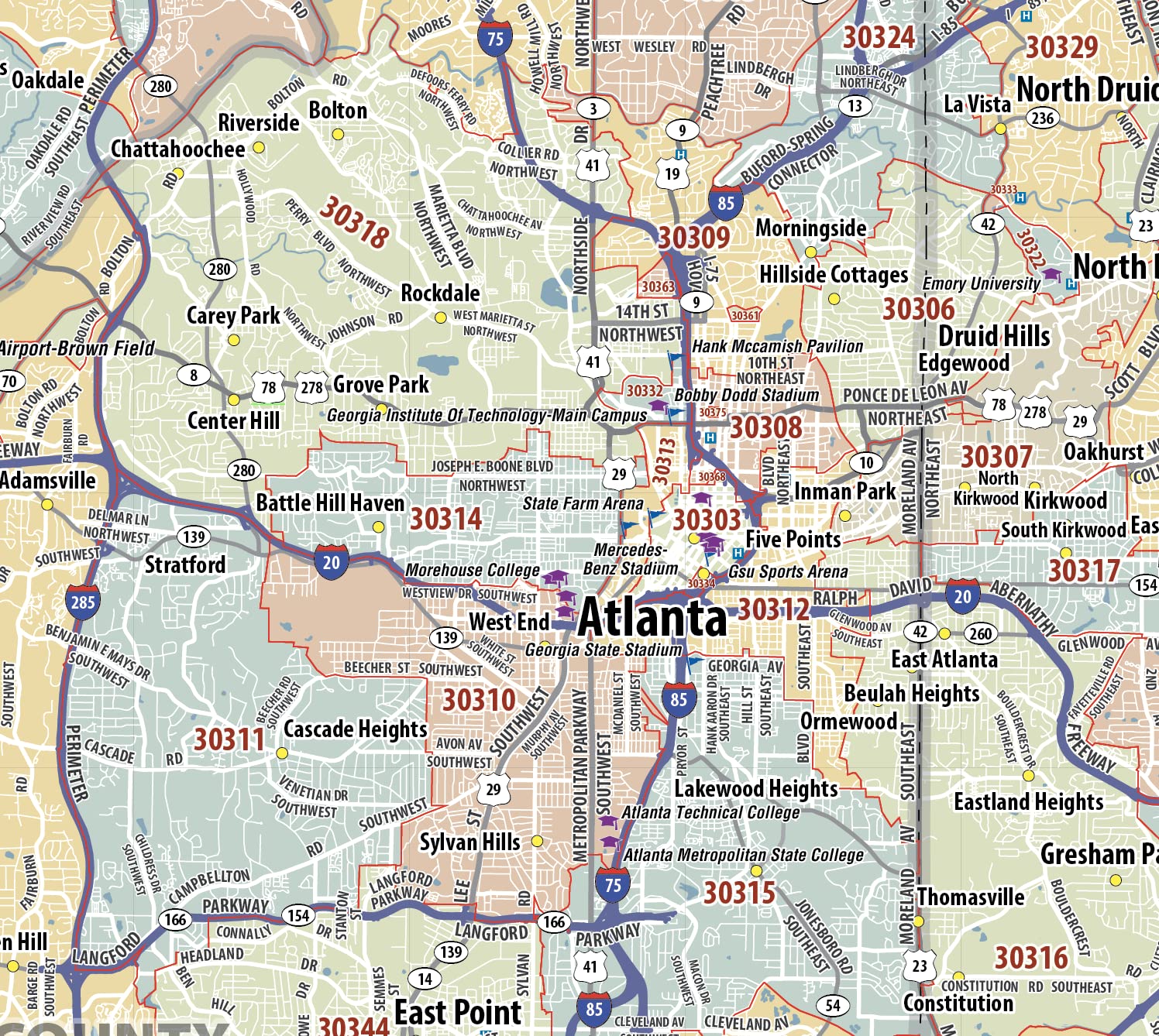 Atlanta Georgia Area Zip Codes