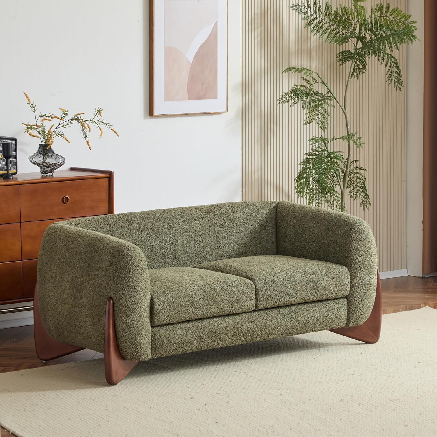 Amazon.com: Christopher Knight Home Alma 63" Boucle Loveseat with Wood ...