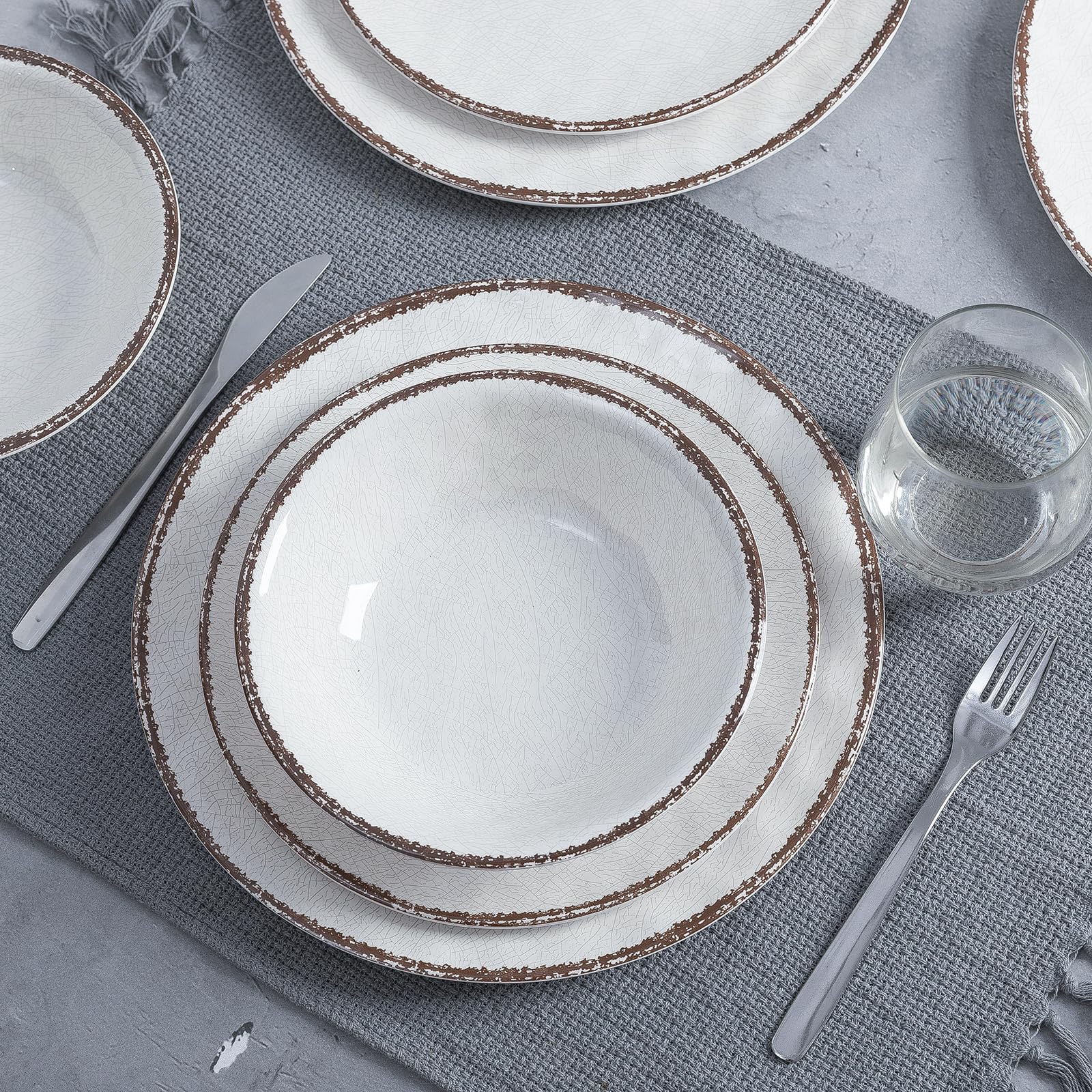 Amazon.com | LEHAHA Farmhouse White Melamine Plates and Bowls Set ...