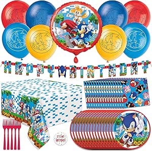 Amazon.com: Sonic Birthday Party Decorations for 16 | Balloons, Banner ...