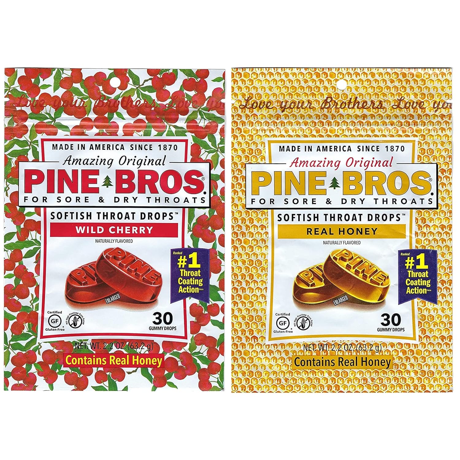 Amazon.com: Pine Bros. Bundle-Two Flavors Softish Throat Drops, Natural ...