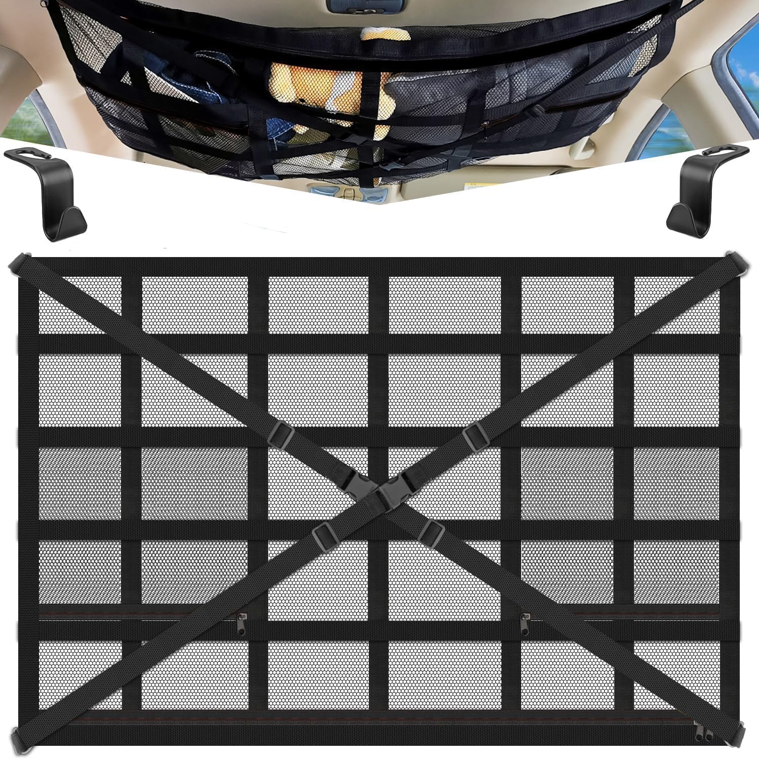 Amazon.com: Umiup Car Ceiling Cargo Net Pocket Storage Net with 3 ...