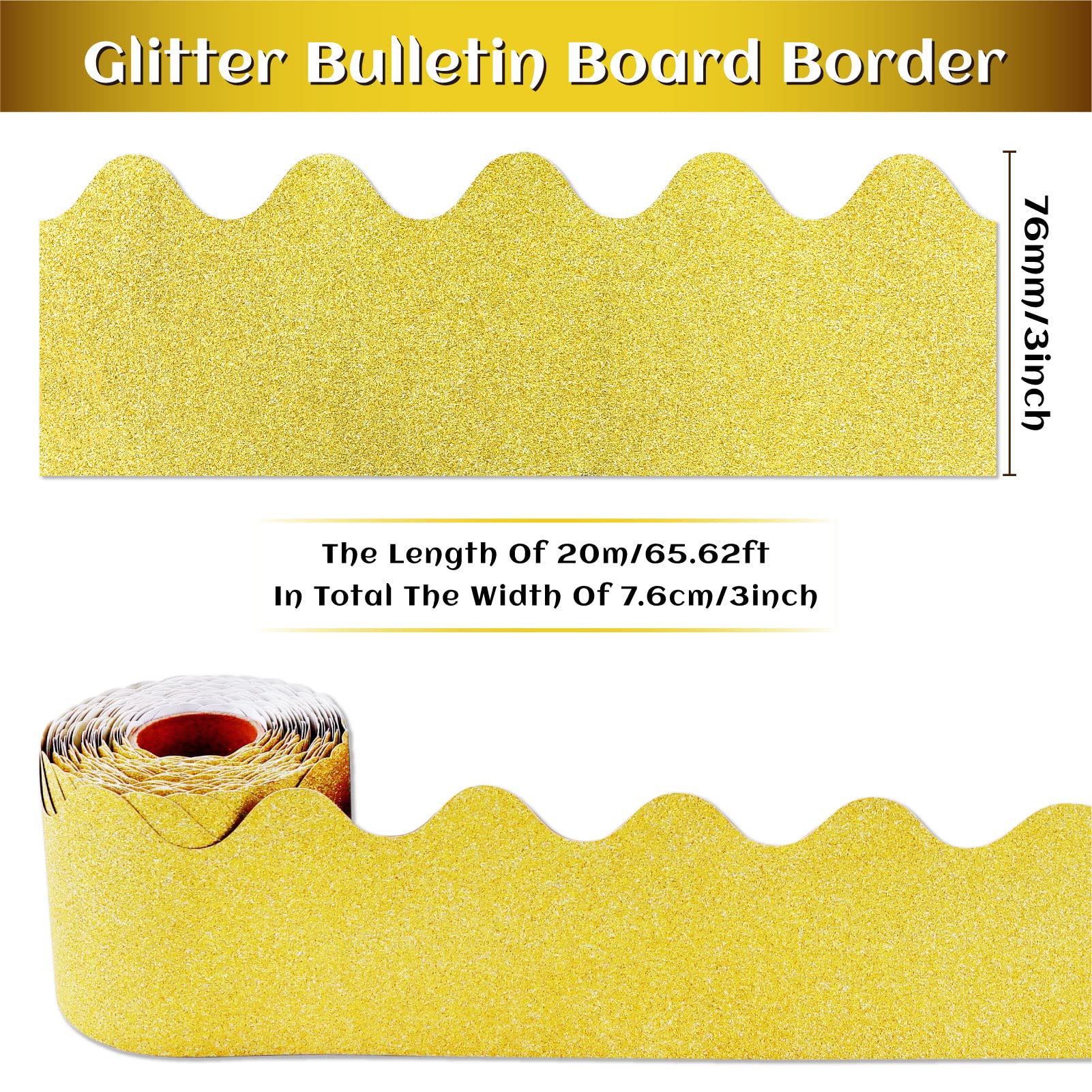 Snapklik.com : YETOOME 65.6 Feet Glitter Bulletin Board Border, Shine ...