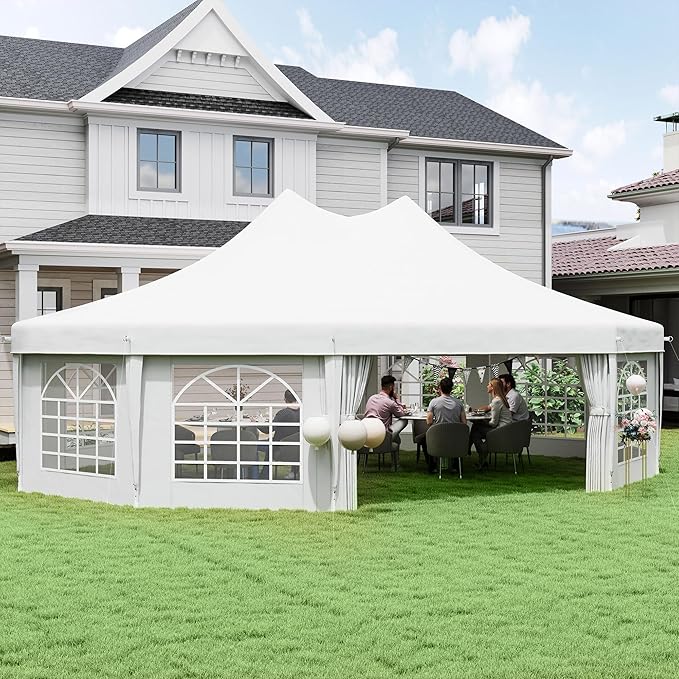 Outsunny 21' x 29' Event Party Tent, High Peak Decagon Large Outdoor ...