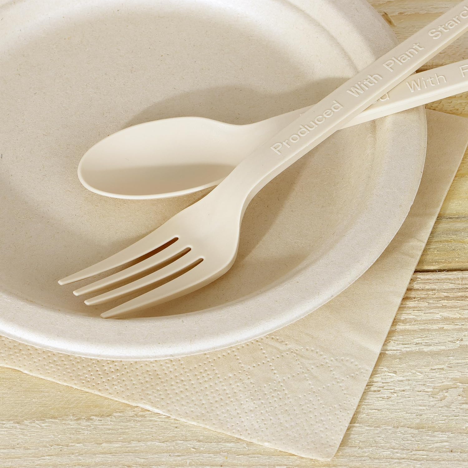 ALPIO 400 Piece Compostable Dinnerware Set for 50 Guests, Biodegradable ...