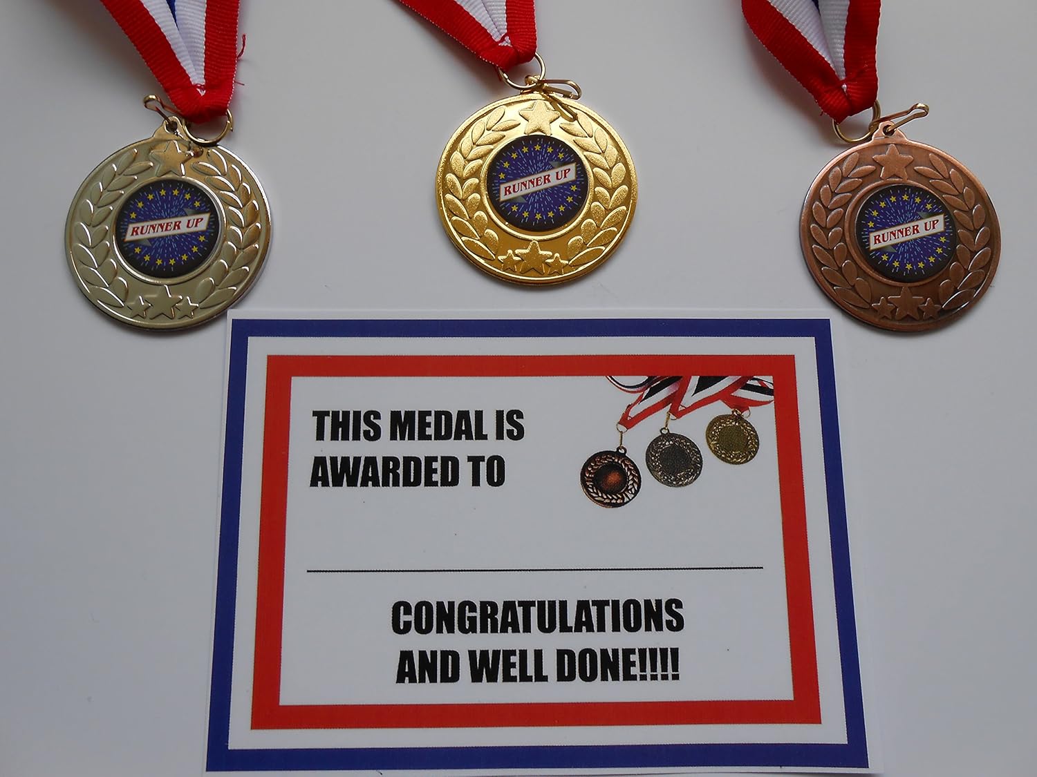 DWL RUNNER UP MEDAL - 50MM METAL-WITH RIBBON AND CERTIFICATE-CHOOSE ...