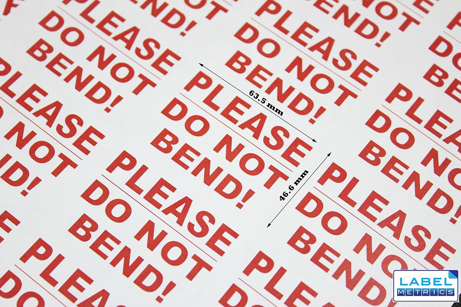 "Please do not Bend" Labels/Stickers, red Text 63.5mm x 46.6mm Labels ...