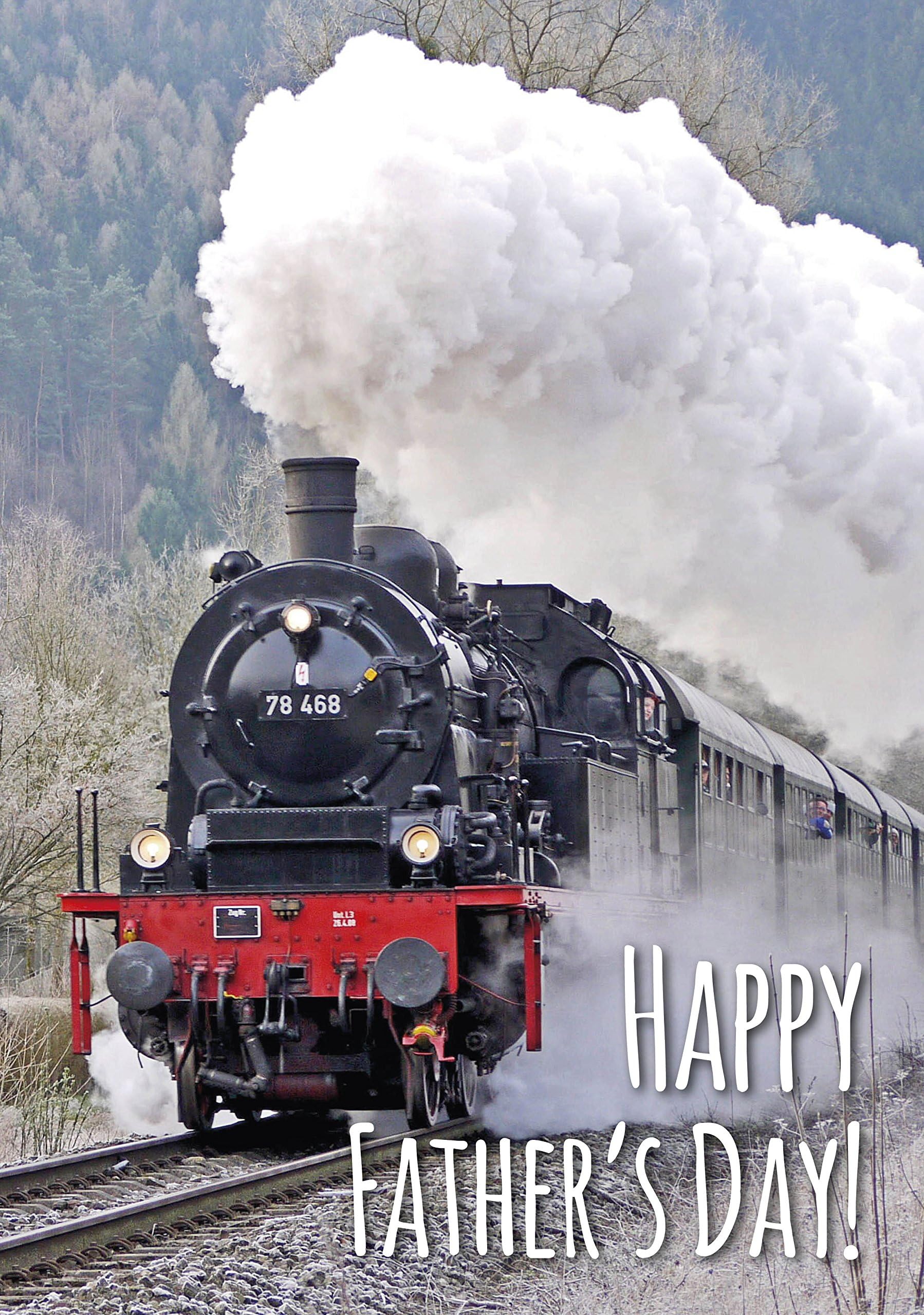 Happy Father's Day Steam Train Card 125mm x 178mm Including Envelope ...