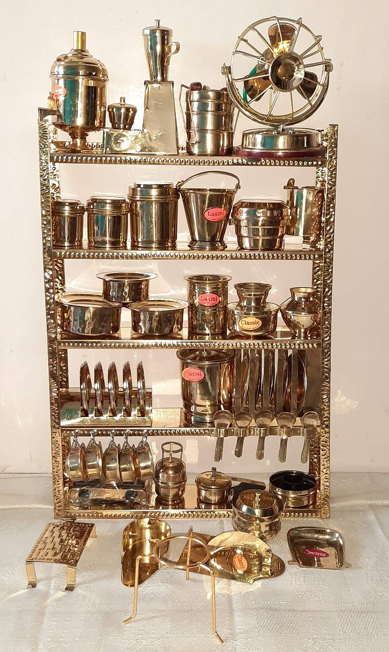 Buy Anupriya 5656 Golden Brass Miniature Bhatukali Kitchen Toy Set for ...