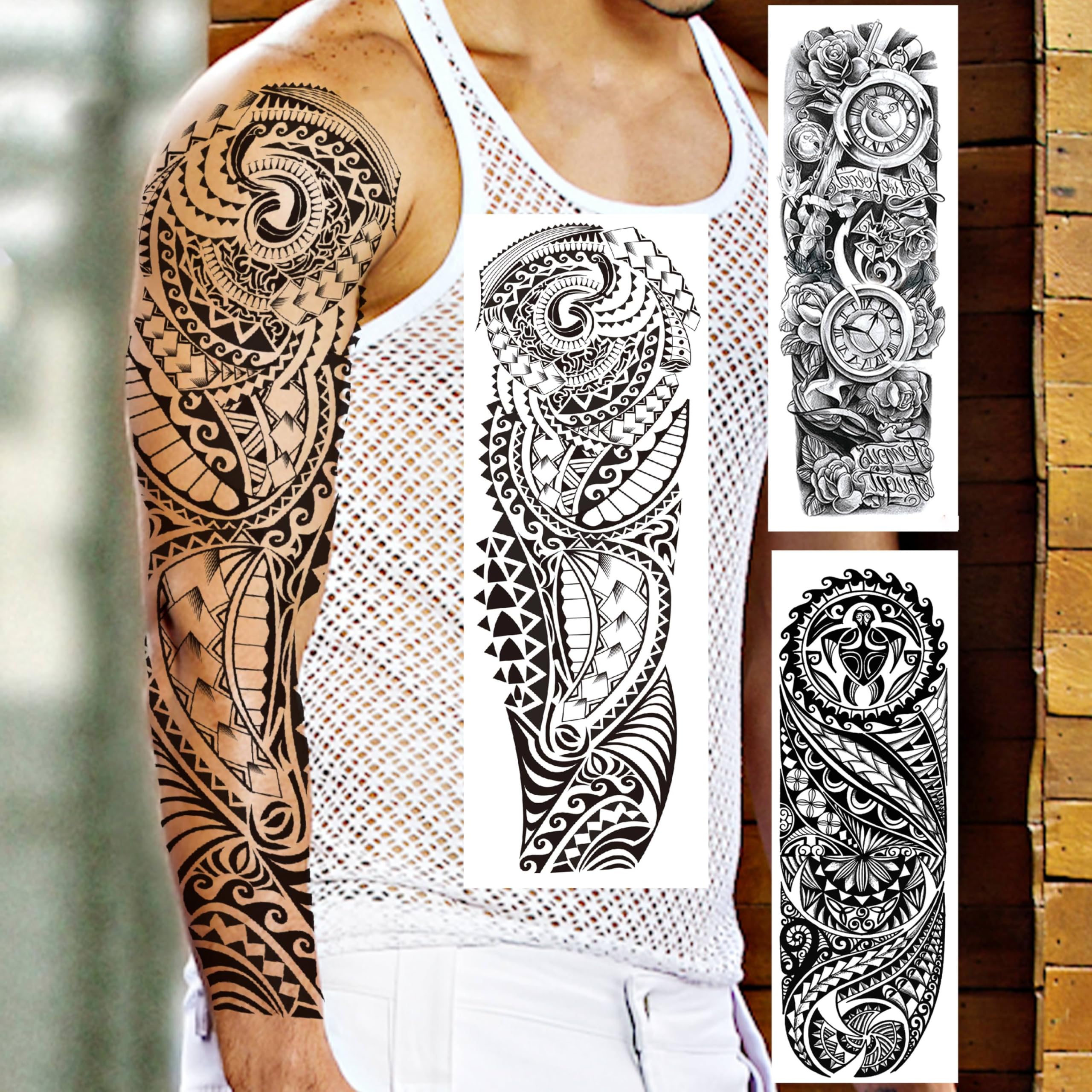 Bionic Arm Tattoos IORIKYO 11 Sheets Large Black Tribal Maori Arm