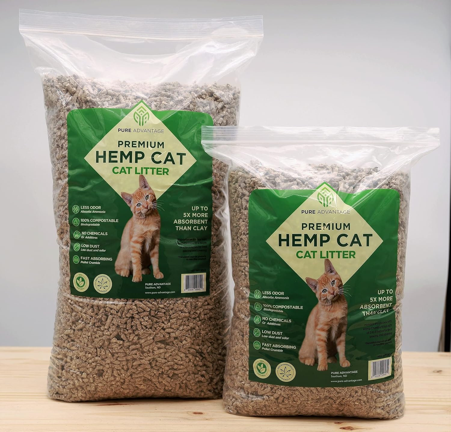 Amazon.com : PURE ADVANTAGE All-Natural Hemp CAT Litter (20 lb) | Long ...