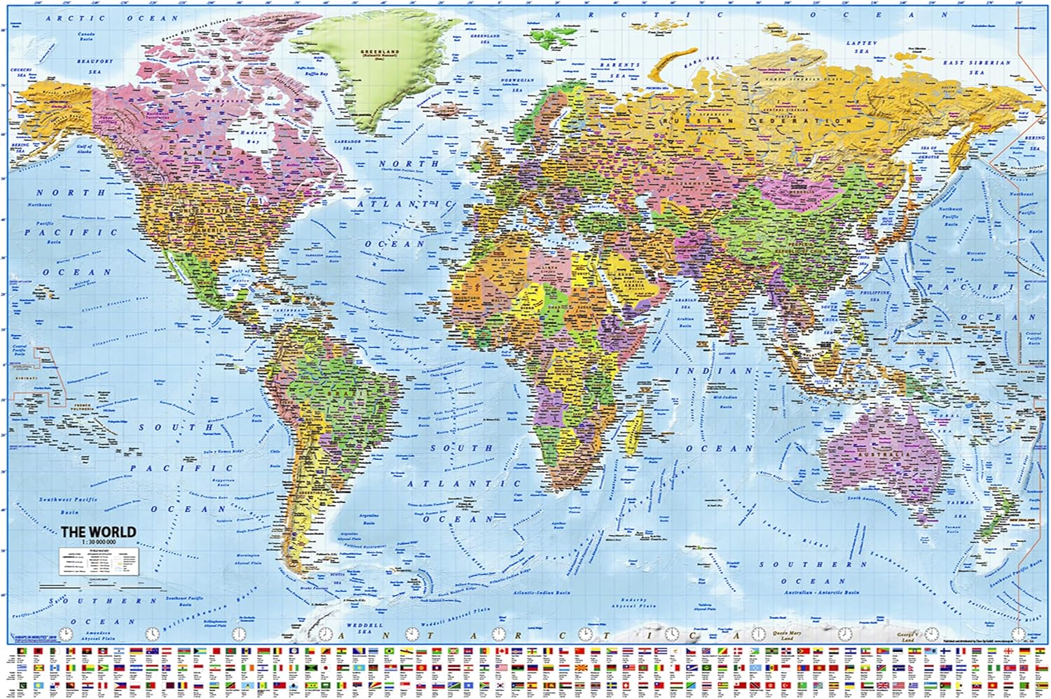 Close Up XL Premium Giant World Map Poster Version 2020 with flags (91 ...