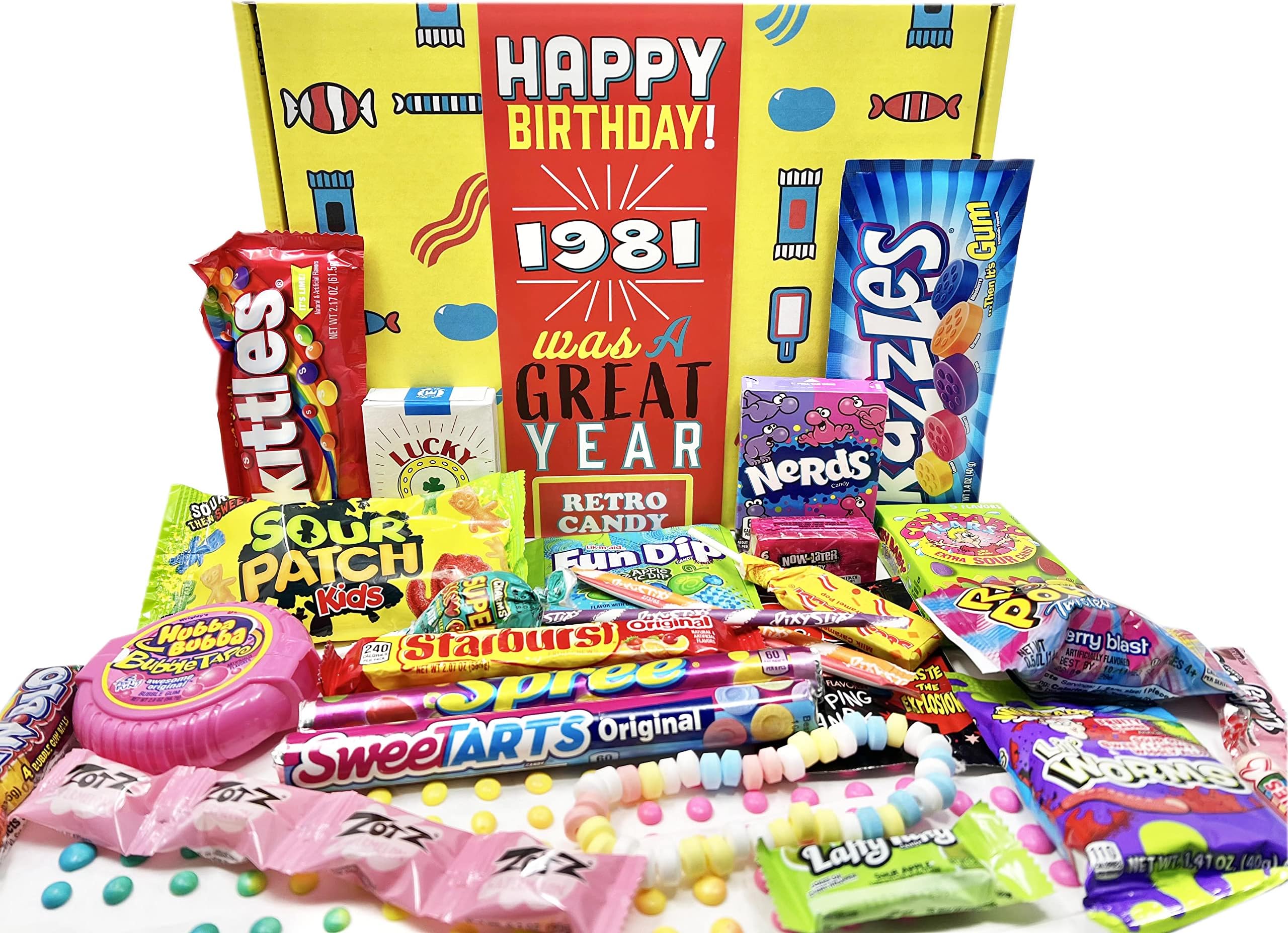 Amazon.com : RETRO CANDY YUM ~ 1981 44th Birthday Gift Box of Nostalgic ...