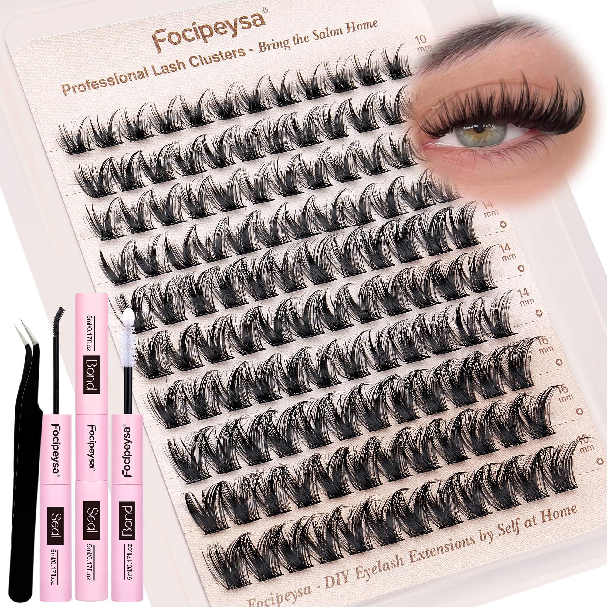Focipeysa DIY Lash Extension Kit Wispy Lash Clusters Kit CD Curl ...