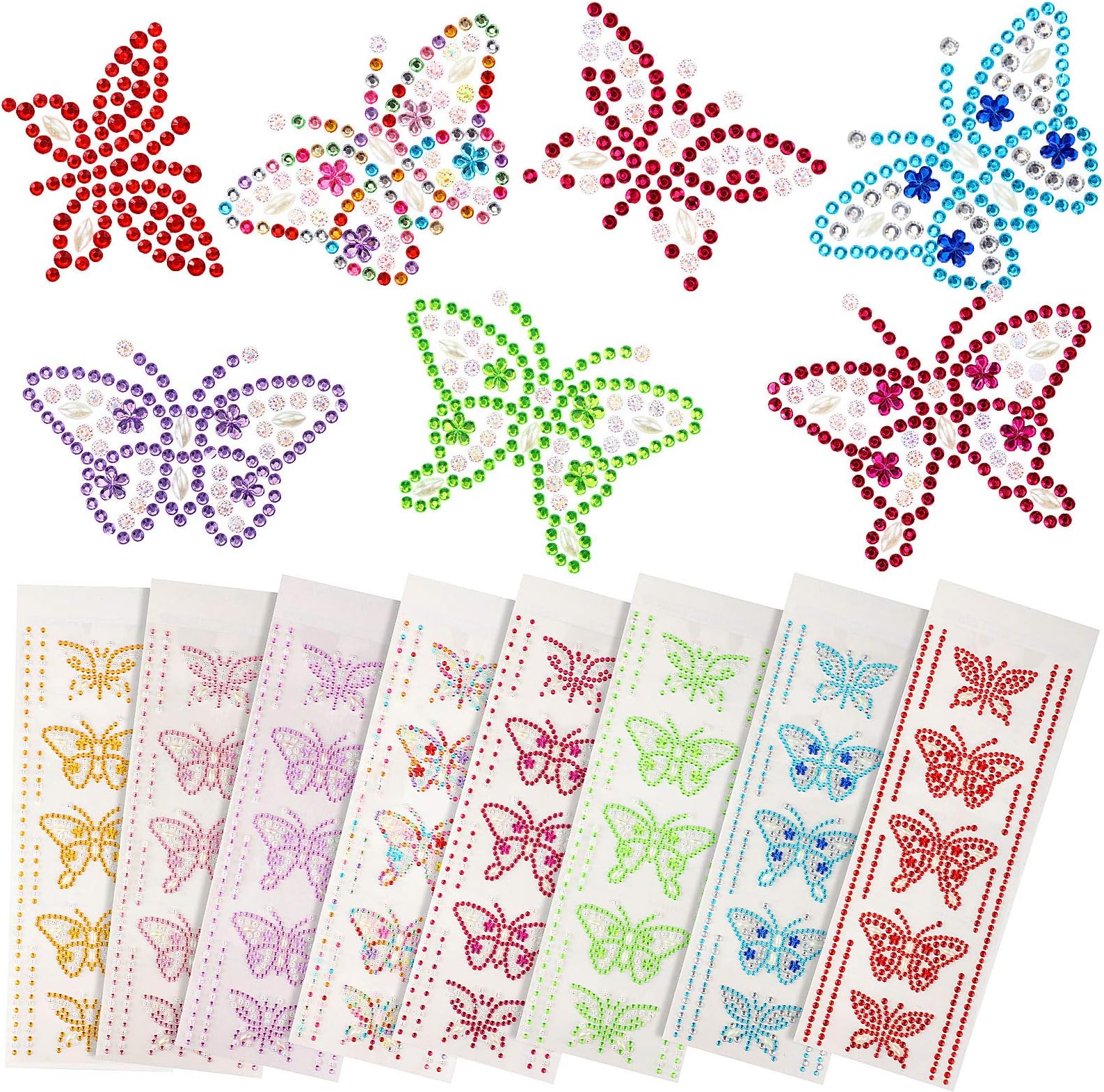 Amazon.com: Gems Stickers Butterfly Rhinestone Acrylic Stickers 90 ...