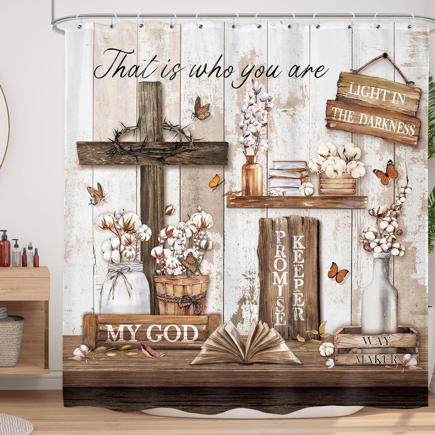 Amazon.com: LIGHTINHOME Rustic Bible Verse Shower Curtain 72Wx72H ...