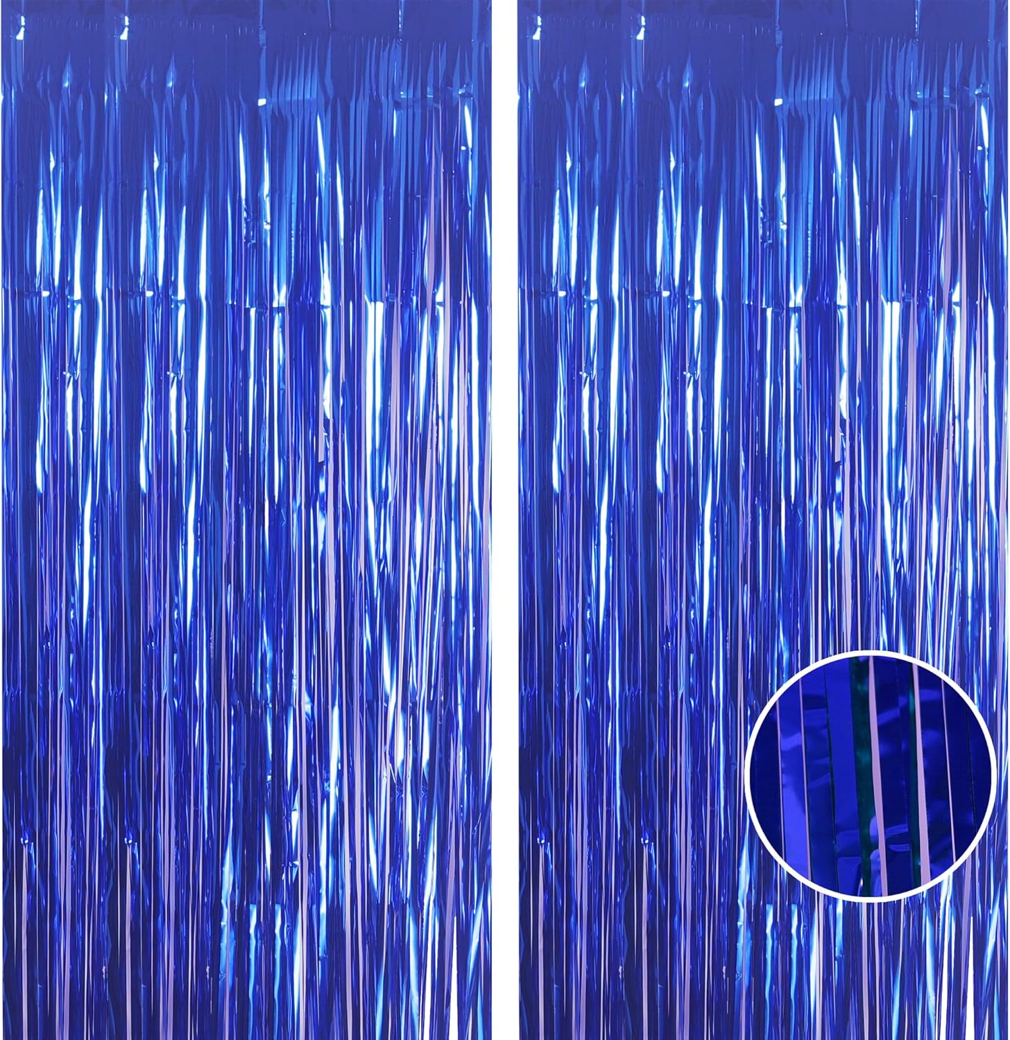 YAAVAAW Lot de 2 rideaux à franges en feuille d'aluminium bleu foncé ...