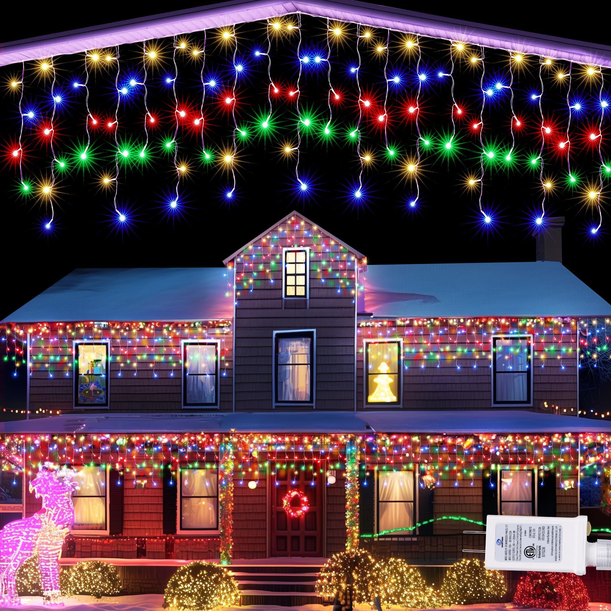 Lomotech 35Ft RGB Color Changing Icicle Lights - Waterproof Christmas ...