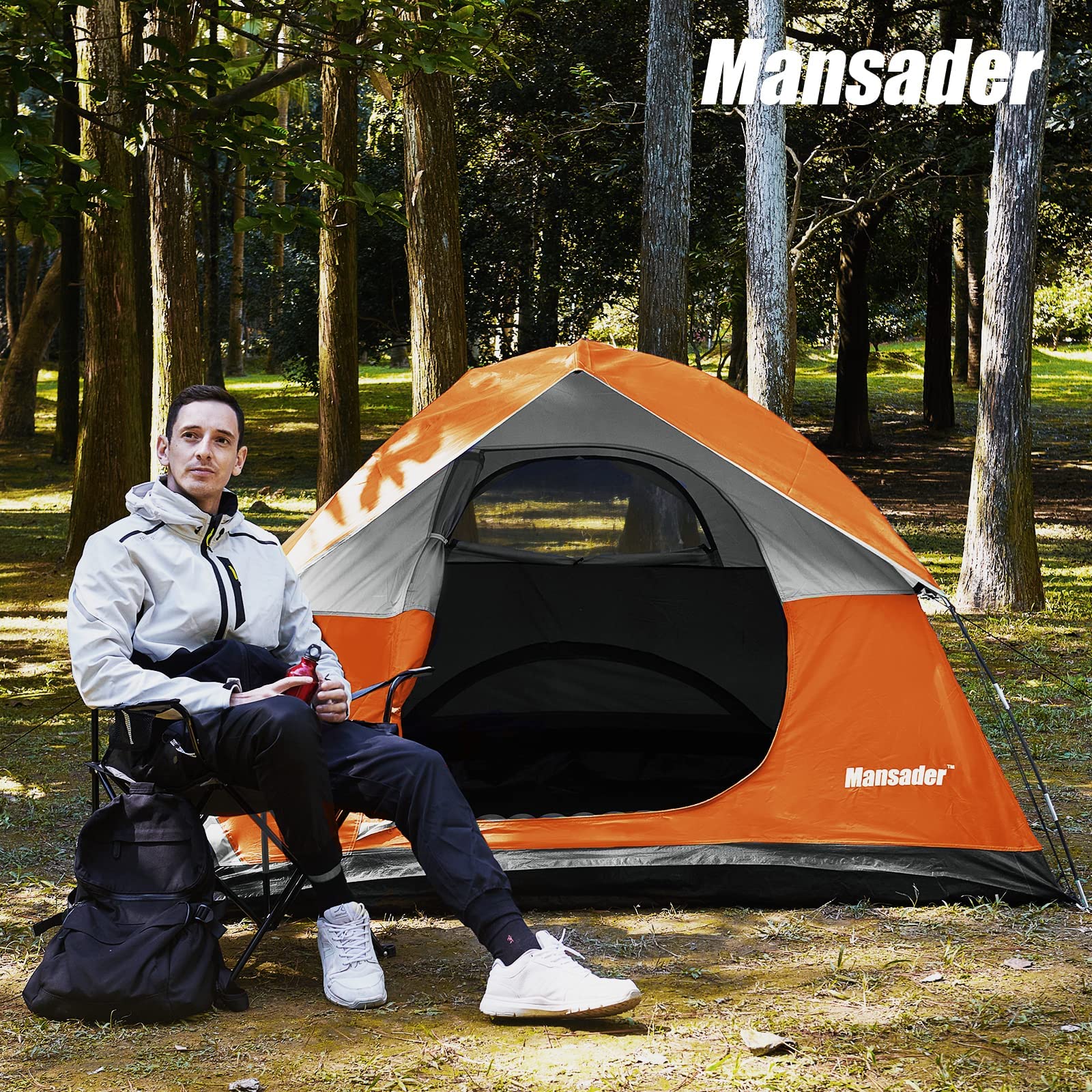 Mansader 2/4 Person Camping Tent for Outdoor Camping Family Beach ...