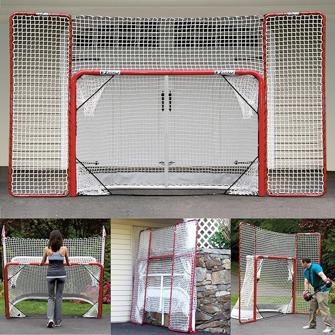 EZGoal Hockey Folding Pro Goal with Backstop and Targets, 2-Inch, Red ...