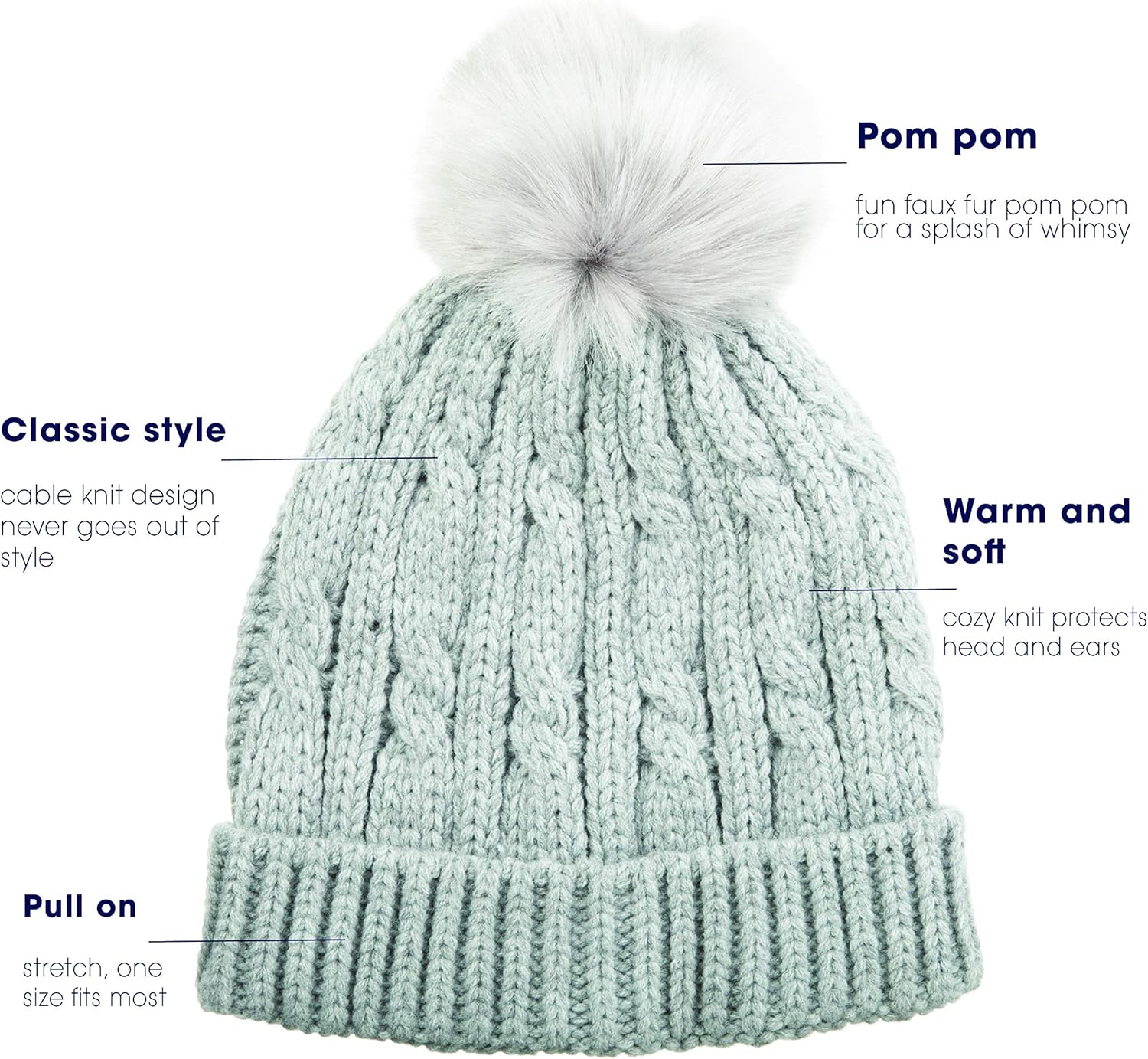 isotoner Women’s Knit Cold Weather Beanie Hat with Pom Pom at Amazon ...