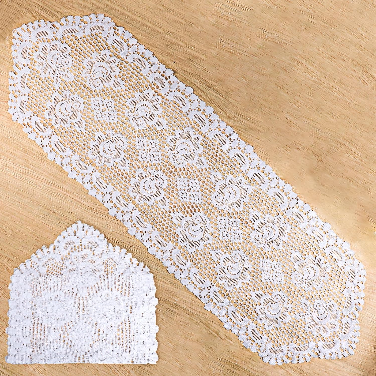 2 PCS White Lace Table Runner 33x114cm Vintage Elegant Flower Dinner ...