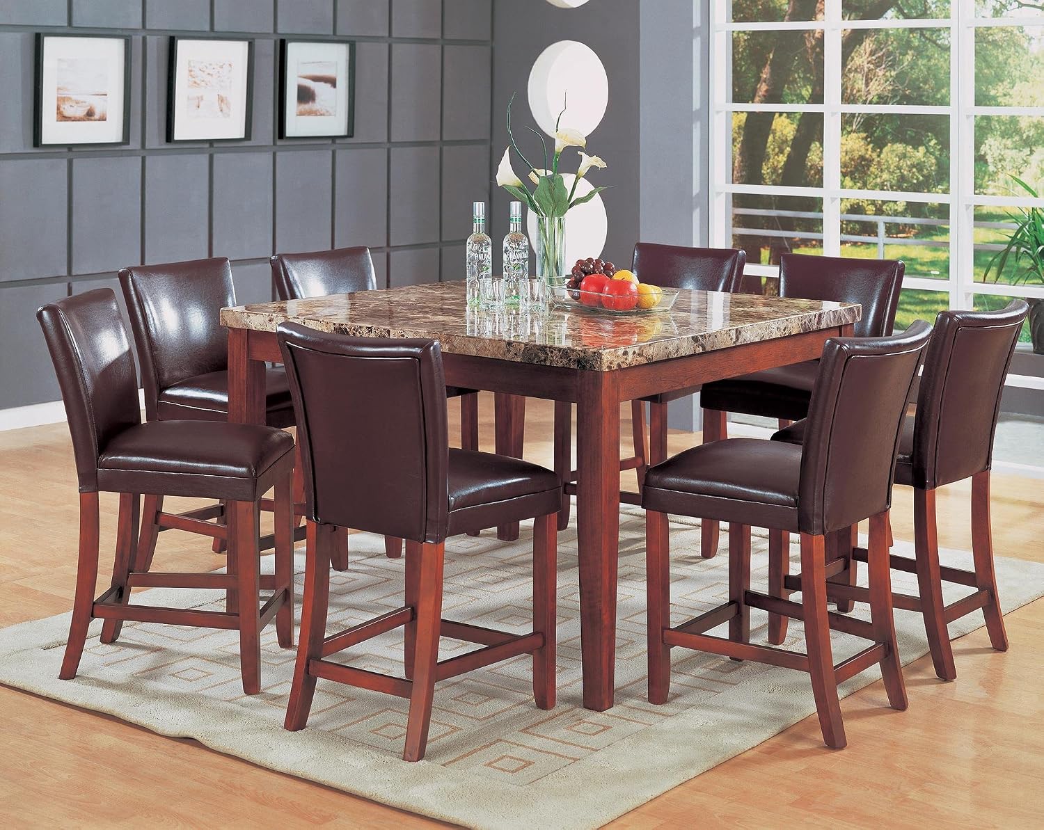 Amazon.com - Coaster Classy Marble Top Square Dining Table, 36-Inch ...