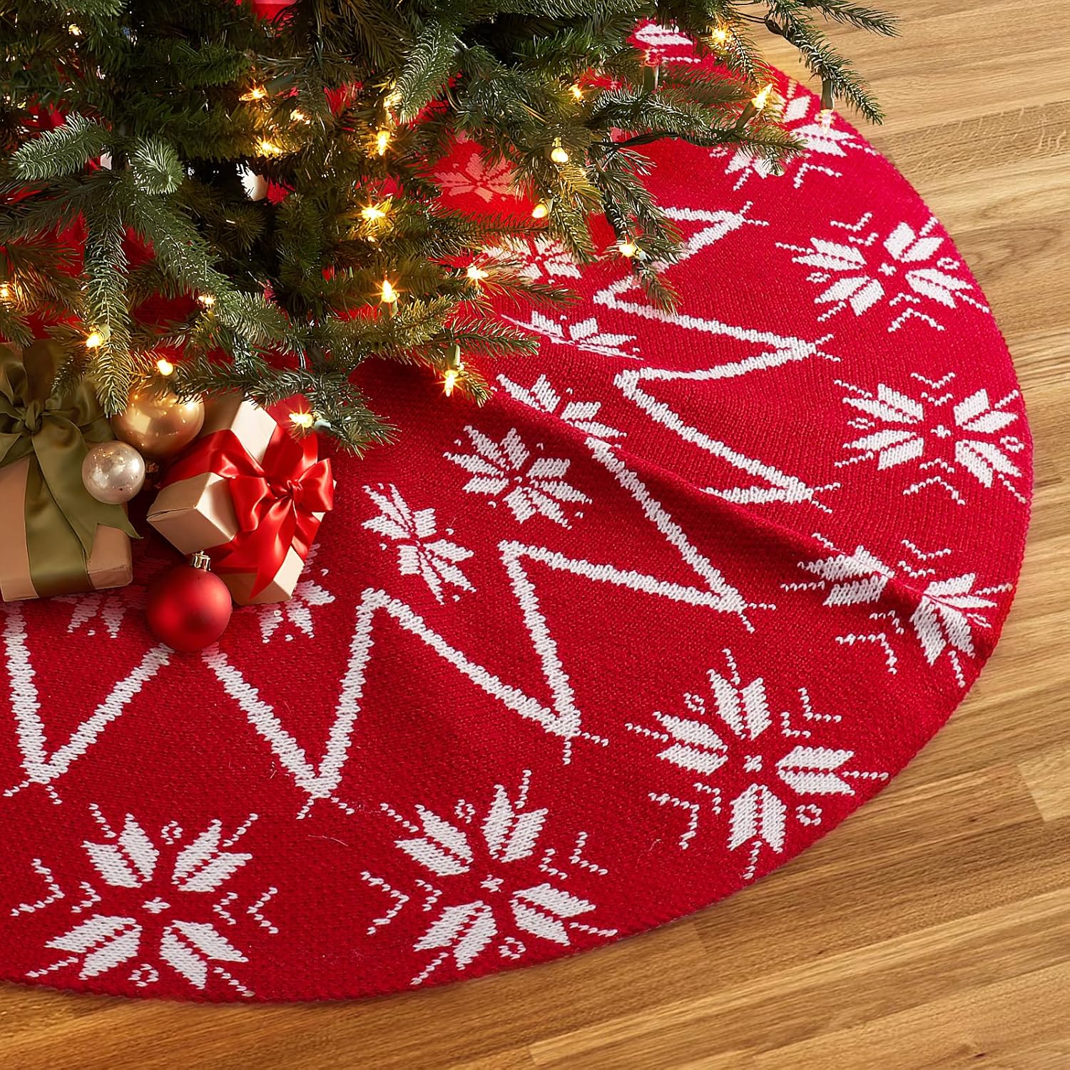 Amazon.com: XAMSHOR 32 Inches Knit Christmas Tree Skirt, Rustic ...