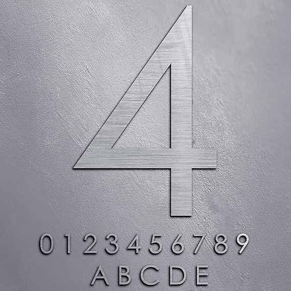 Modern House Number Customisable Street Number Size Available From 7 Cm To 30 Cm Brushed